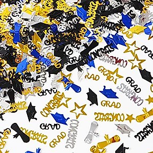 Graduation Party-Decorations Navy-Blue Gold-Silver Confetti - Congrats,Grad,Star,Graduation Cap,Diploma Table Decor Confetti Graduation 2023 Lasting Surprise