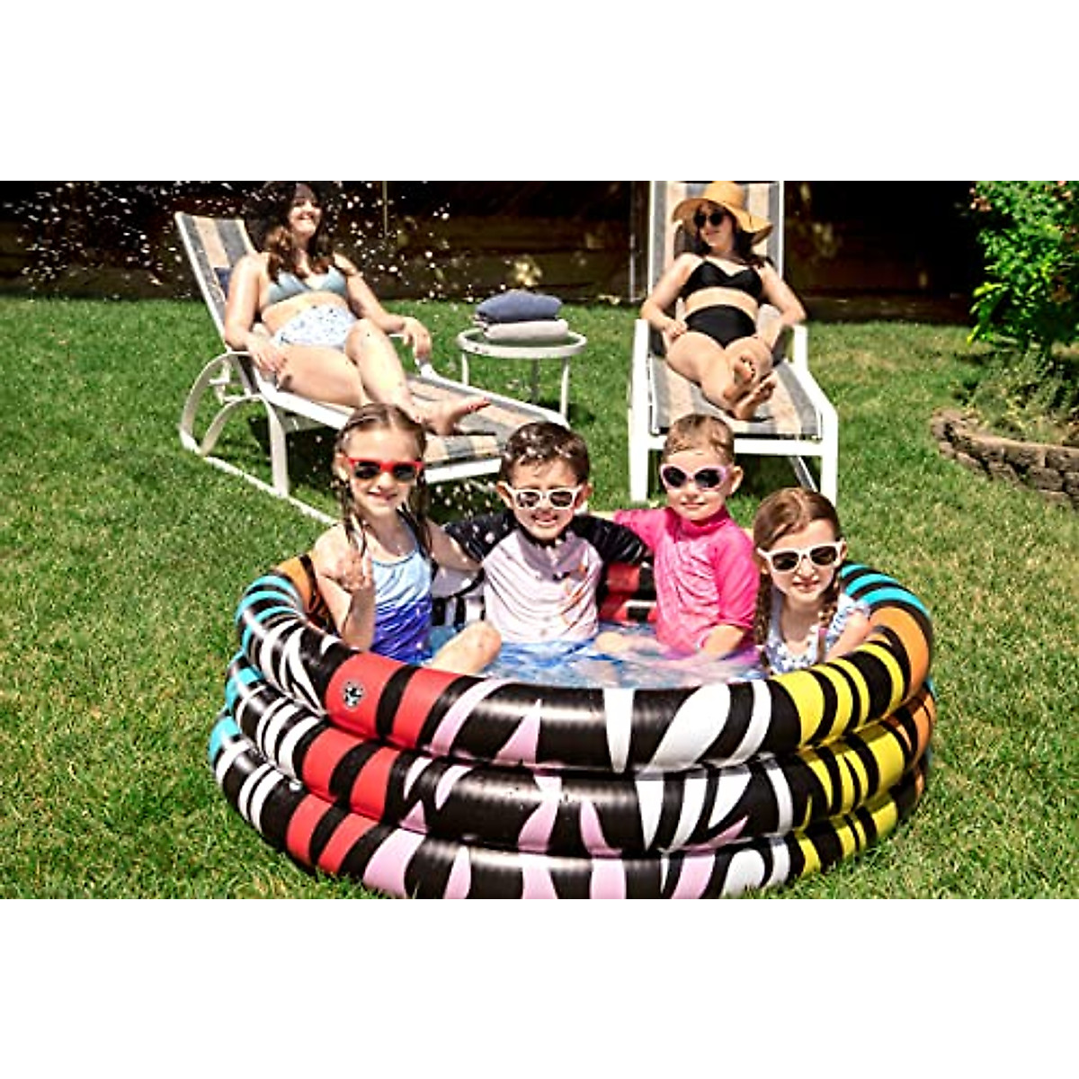Poolmaster Inflatable Swimming Pool Kiddie Pool, Rainbow Zebra