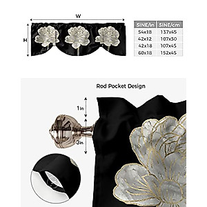 Meet 1998 Tie Up Valance 12 Inches Long Abstract White Gold Flower Adjustable Top Shade Valance for Kitchen Window Treatments Rod Pocket Short Valances for Living Room Kids Room 42x12 1 Panel