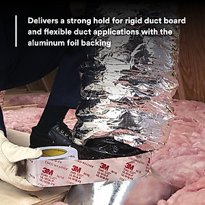 3M Venture Tape UL181A-P Aluminum Foil Tape 1581A, Rigid and Flexible Duct Seaming, Durable, Cold Weather Adhesion, 3.89 in x 60 yd, 2 mil