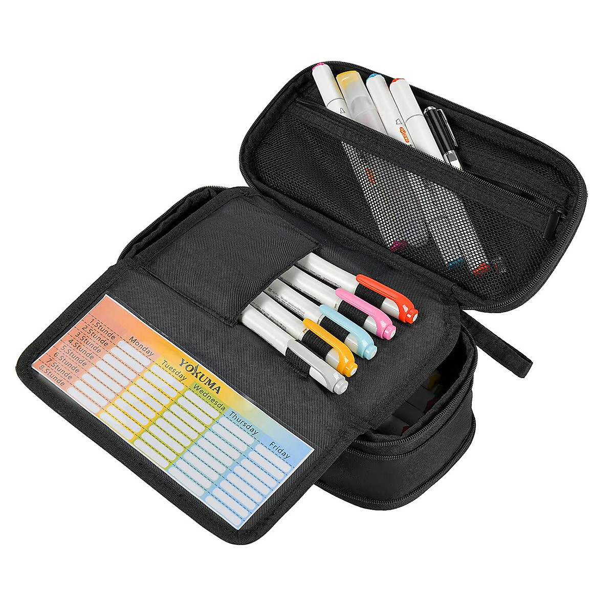 YOKUMA Pencil Case Pencil Pouch for Boys Big Capacity Pen Bag Box, Aesthetic College School Supplies for Student Teen Adults Preppy,Black