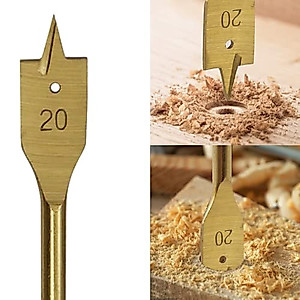 Spade Drill Bit Set, 6 Pieces Paddle Flat Bits for Woodworking, Carbon Steel with Titanium Coating, Quick Change Shank, Hole Cutter, 10mm 12mm 16mm 18mm 20mm 25mm