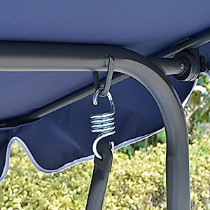 Outsunny 3-Person Porch Swing with Canopy, Patio Swing Chair, Outdoor Canopy Swing Bench with Adjustable Shade, Cushion and Steel Frame, Dark Blue