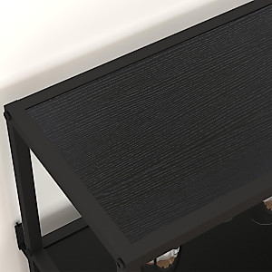 HSH Tall Bar Cabinet, Black Liquor Cabinet with Drawer, Large Modern Wine Cabinet with Storage Shelf and Wine Rack, Industrial Wood Coffee Bar Cabinet for Home Kitchen Living Room, Black Oak, 77 in