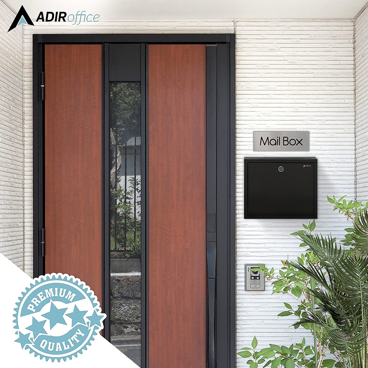 Adir Metal Suggestion Box with Lock and Slot, Wall Mount Deposit Box for Payments and Checks, Office Mail Box for Employees, Mailbox for House, Safe Drop Box with Keys - 3x10x12 Inch Black