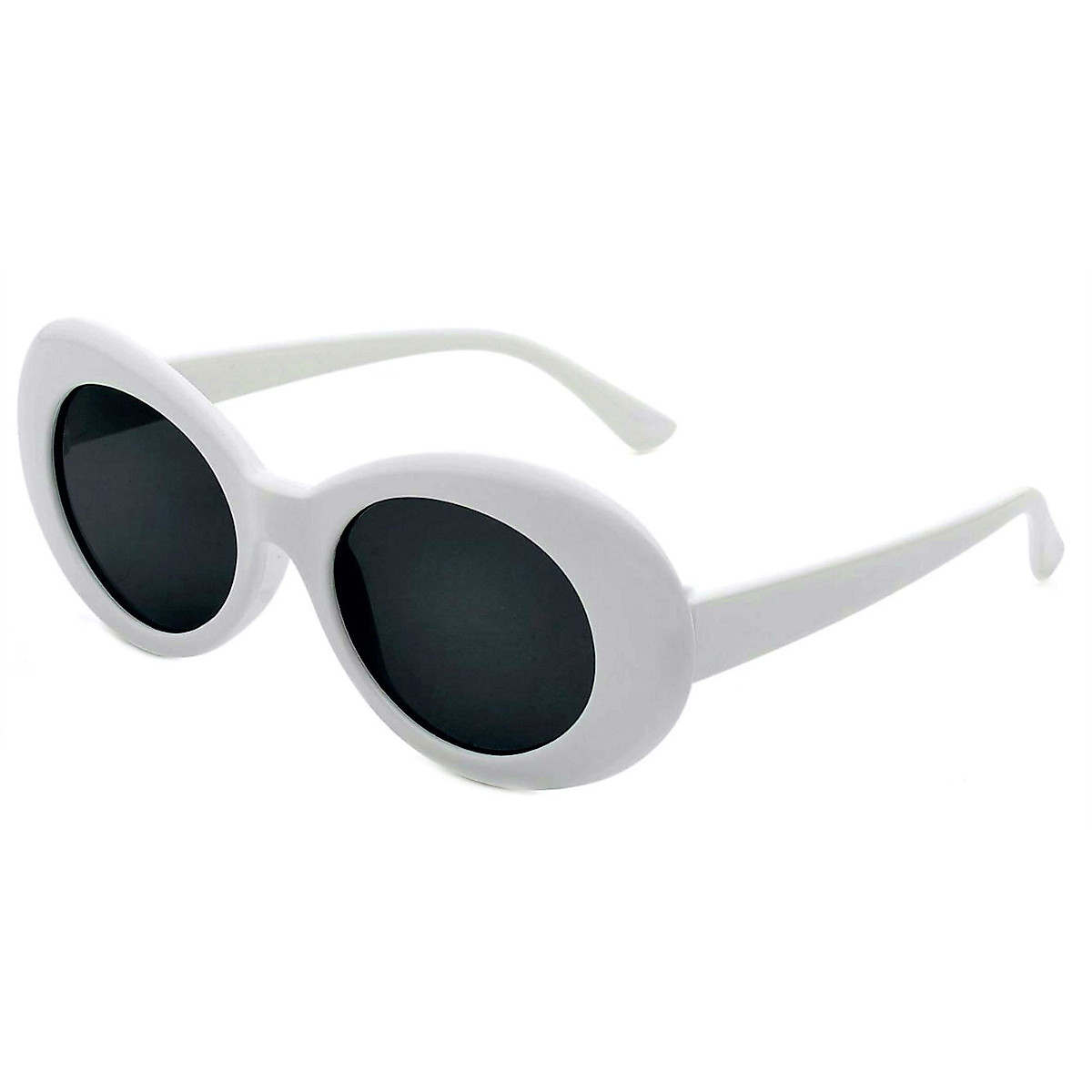 ADMIRING White Oval Round Sunglasses Thick Bold Clout Goggles Oval Mod Retro Vintage Kurt Cobain Inspired Sunglasses Round Lens
