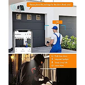 Dzees Solar Powered Security Camera Wireless Outdoor WiFi, 1080P Color Night Vision Outdoor Camera, Wireless Home Security Cameras System with Solar Panel, Spotlight/Alarm, AI Detection, 2-Way Talk