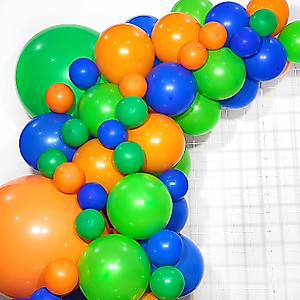 FUNPRT Blue Green Orange Latex Balloons Garland,97 Count Children's Dinosaur Theme Party Decoration