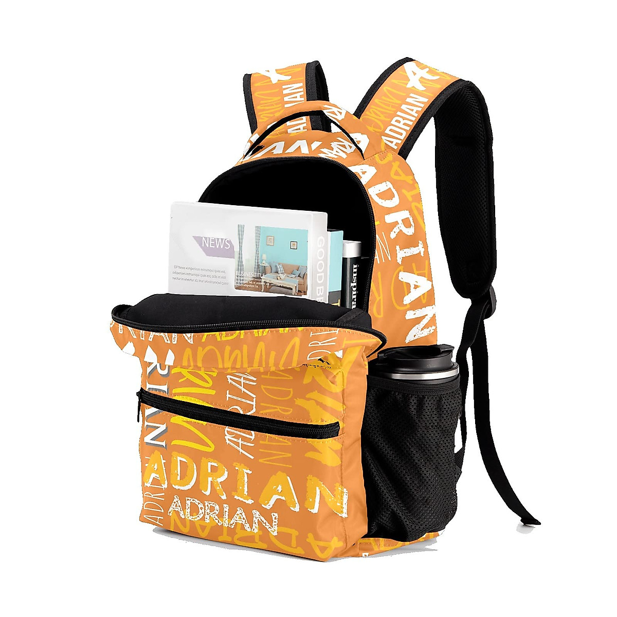 ZAACUSTOM Personalized School Backpack with Name Text, Stylish Custom Bookbag for Kids Boys Girls, Waterproof Elementary Customize Book Bag with Adjustable Shoulder Straps, 1 Pack