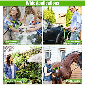 Dog Wash Hose Attachment for Indoor/Outdoor, 8 Spray Patterns Pup Jet Dog Wash Shower Hose Attachment with 3.5oz 100cc Soap Dispenser, Car Wash Mitt and Dog Bath Brush