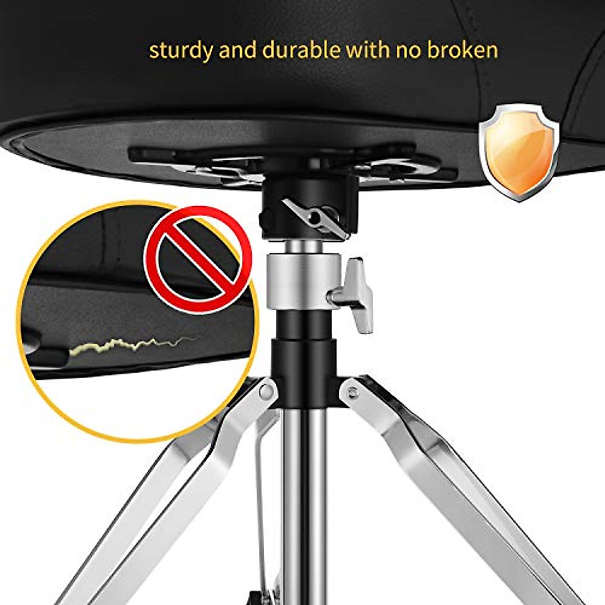 Donner Heavy Duty Drum Throne, Motorcycle Style Drum Seat, Widened Drum Chair with Upgraded Materials, Height Adjustable Padded Stool, Double Braced