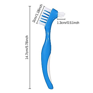 Baring 12 Pack Denture Brush Hard Denture Cleaning Brush False Teeth Brush Toothbrush Multi-Layered Bristles&Portable Denture Double Sided Brush