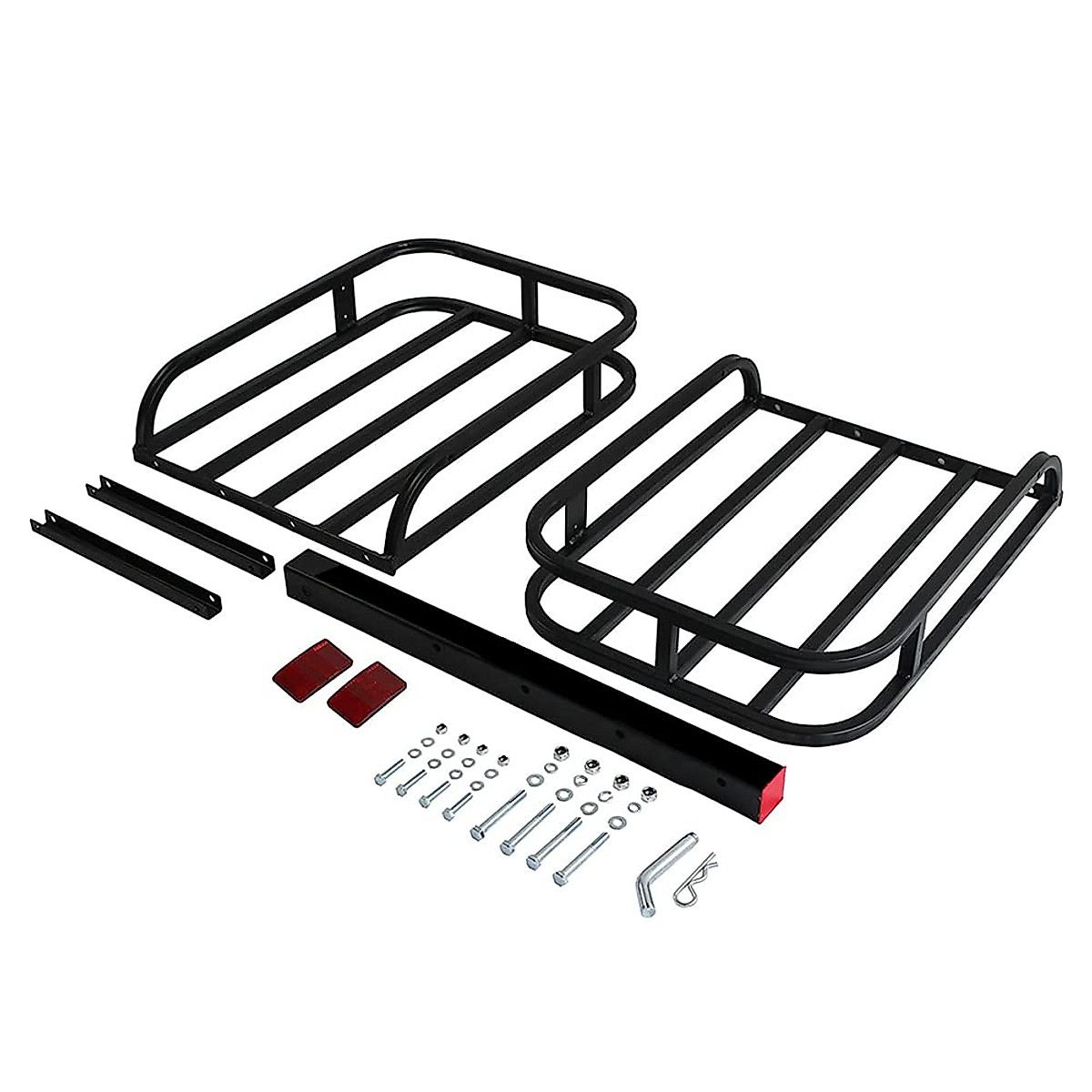 DMC-FPPS 500lbs Hitch Cargo Carrier, 53" L x 19" W x 5" H, 2 inch Adapter Shank, Black Steel Storage Baskets, Bumper Mounted Cargo Rack Carrier for RV's, Trucks, SUV's, Vans, Cars