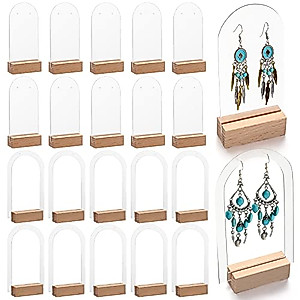Yulejo 48 Pieces Acrylic Earring Display Stand Jewelry Retail Holder Arch Acrylic Earring Holder Solid Hollow Acrylic Sign Stand Jewelry Displays with Wooden Bases for Studs Dangle Earrings