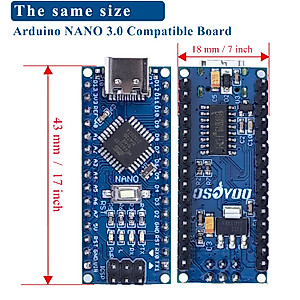 OSOYOO 1x Nano at+mega+328P Module CH340 5V/16M USB-C Micro-Controller Board for Arduino Nano V3.0