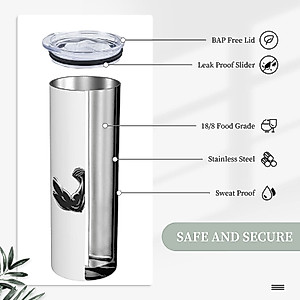 LIICHEES Black Silhouette Muscle Arm Wrestling Fighting Stainless Steel Vacuum Insulated Tumbler 20oz Coffee Cups Travel Mug Water Cup with Leak-Proof Flip Lid Metal Straw Cleaning Brush
