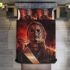 Pbunlkl Michael Killer Myers 3-Piece Bedding Set Duvet Cover Pillow Shams Set Soft Lightweight Comforter Cover Set 102"x90"