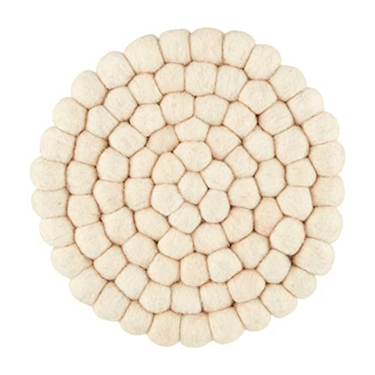 Mud Pie Felted Wool Trivet, Small 5" x 4" Dia | Large 6 1/2" x 4 1/4" Dia, White
