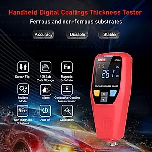 UNI-T UT343A Digital Coating Thickness Composite Gauge Meter Automobile Paint Film Tester Measuring FE/NFE Paint Tool USB Data Storage Single-Point Multi-Point Quick Judgment Prompt