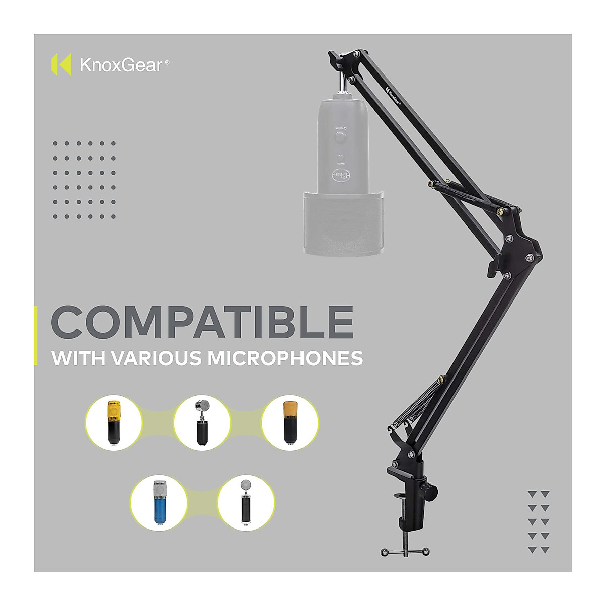 Knox Gear Microphone Suspension Studio and Home Recording Podcasting Mic Stand (Fits All Microphones and Shock Mounts)