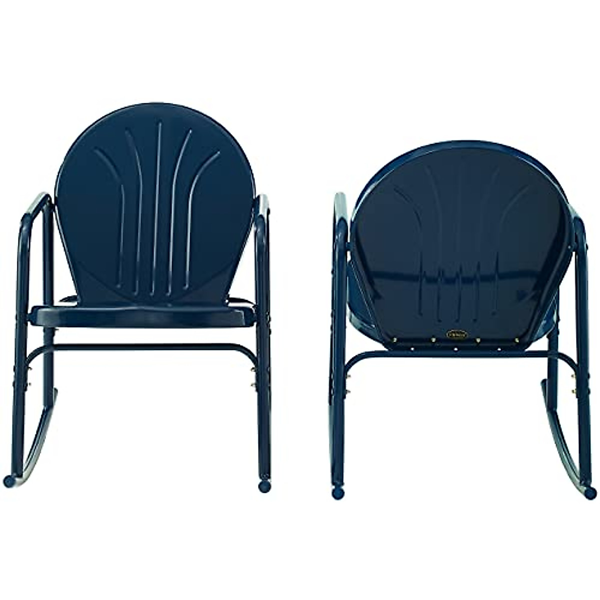 Crosley Furniture Griffith Retro Metal Outdoor Rocking Chairs, Set of 2, for Porch, Deck, Balcony, Backyard, Navy Gloss
