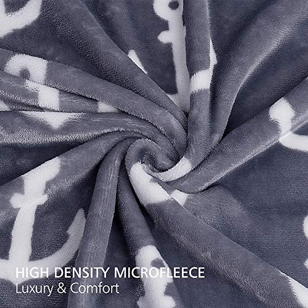 Soft Warm Anchor Plush Throw Blanket for Couch – Comfortable Lightweight Fleece Travel Blanket Nautical Decor 50” x 60”