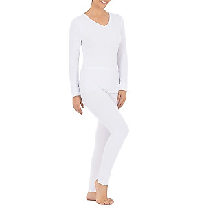 Fruit of the Loom Women's Micro Waffle Thermal V-Neck, White, 3X
