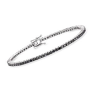 Ross-Simons 3.00 ct. t.w. Black Diamond Tennis Bracelet in Sterling Silver. 7 inches