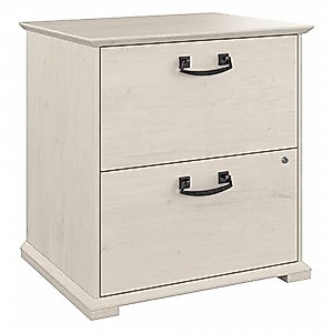 Bush Furniture Homestead Farmhouse 2 Drawer Accent Cabinet, Linen White Oak