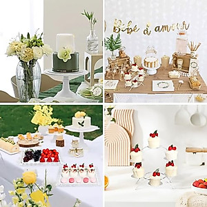 7Pc Cake Stand White Dessert Table Display Set Metal Round Tiered White Cupcake Stand Macaron Ferris Wheel Holder Cookies Serving Trays Fruit Plates for Tea Party Wedding Birthday Baby Shower (White)