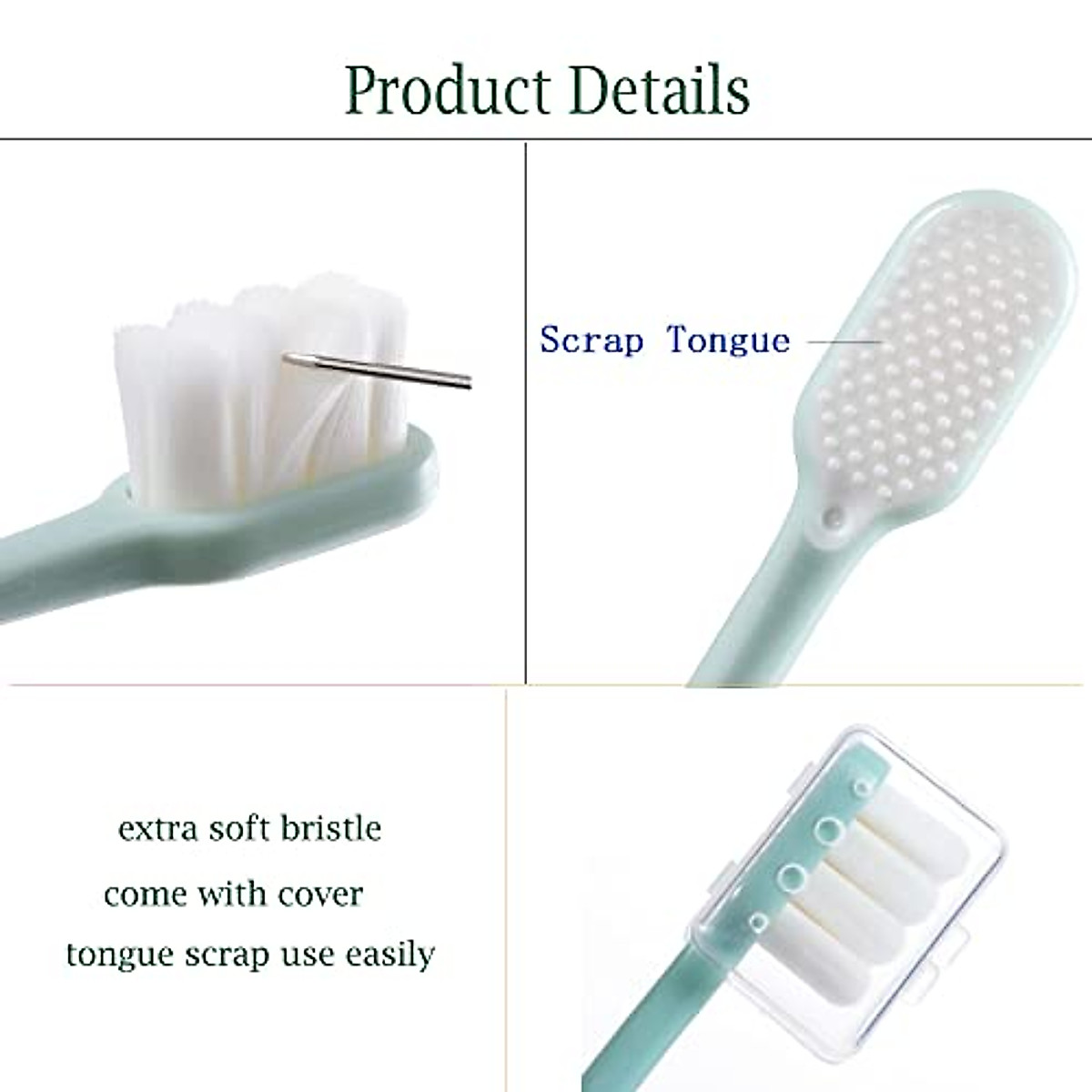 newrichbee [Upgrade Version] 4 Pack Micro Nano Extra Soft Toothbrush for Adult,20000 Bristle Toothbrush,Soft Bristle Toothbrush for Sensitive Teeth or Gum Clean Effectively (Pink&Green&Blue&Flesh)