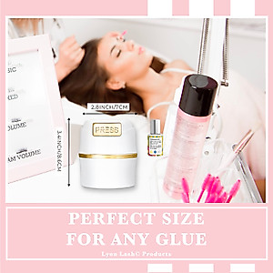 Lyon lash Glue Storage Container, White Gold, Airtight Adhesive Holder For Eyelash Extension Glues, Sealed Jar/Tank/Box/Bottle, Lashes Extensions Supplies