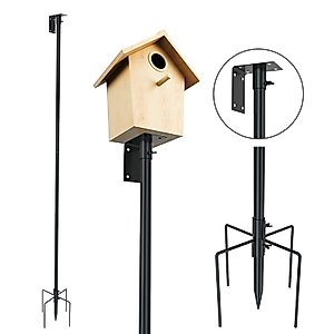 ERYTLLY Bird House Pole Mount Kit 80 Inch - Adjustable Hummingbird Bird Feeder Post Support Rod Universal Stand Set with 5 Prongs for Outdoor, Yard, Garden Decor, Black