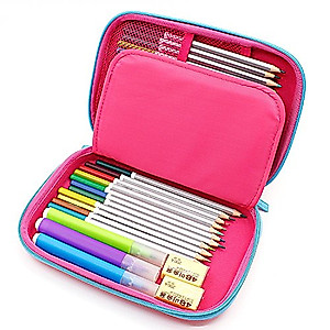 Pencil Case for Girls, 3D Cute EVA Unicorn Pen Pouch Stationery Box Anti-Shock Large Capacity Multi-Compartment for School with 4 unicorn pens