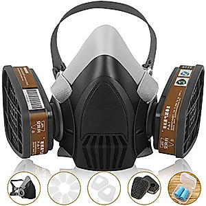 BAOMAO Reusable Face Cover Set for Painting Against Dust/Organic Vapors/Smells/Fumes/Sawdust/Asbestos Suitable for Painting,Staining,Car Spraying,Sanding &Cutting