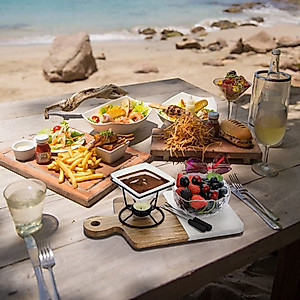 BSTKEY Ceramic Butter Warmer Set, Fondue Pot Melting Pot Set, Melt Hot Pot Square Bowl Set For Cheese Chocolate Butter Caramel, with 2 Dipping Forks