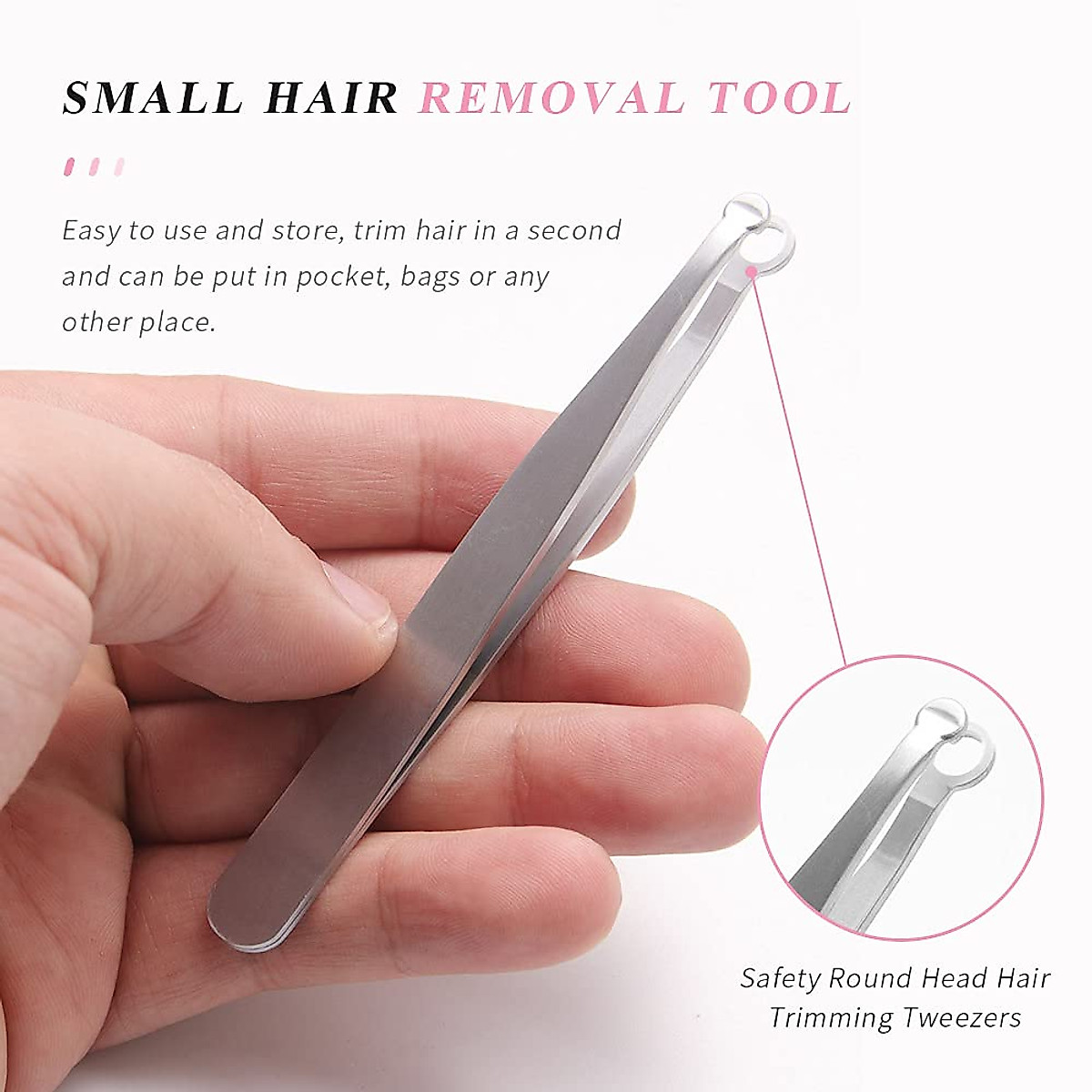 Precision Nose Hair Tweezers for Men, Round Head Nose Hair Trimmer, Ingrown Hair Clippers Grooming Scissor for Men and Women, Stainless Steel Eyebrow Clippers Tweerzers for Nose Brow Nasal Trimming