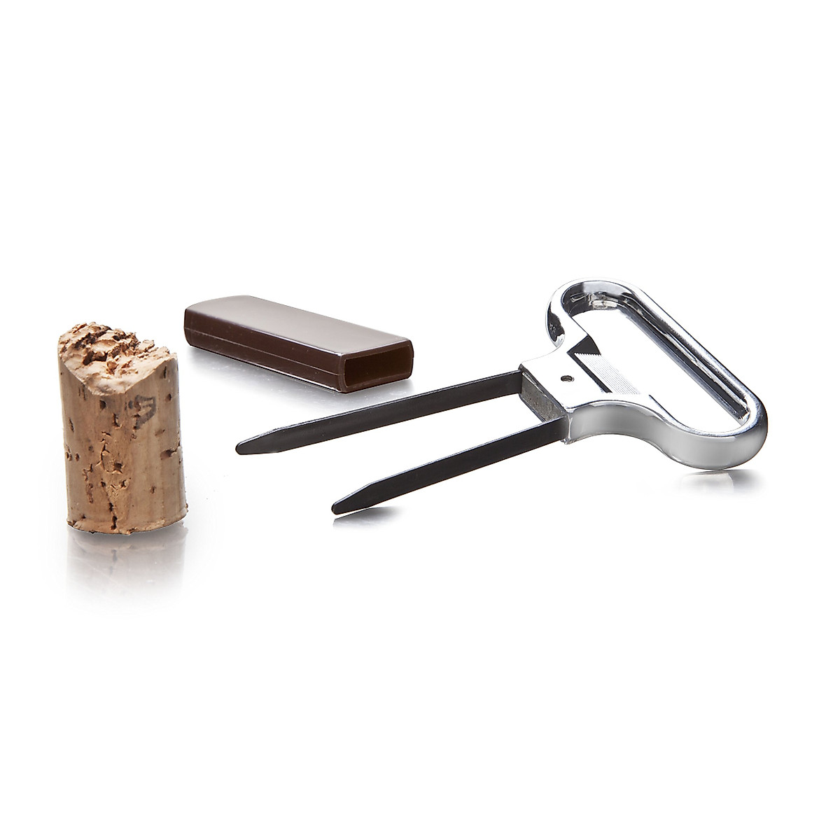The Vacu Vin Cork Puller - Stainless Steel - Wine Bottle Cork Opener with Two-Prong Cork Puller and Built-in Bottle Opener - Effortlessly Removes Even the Most Stubborn Corks