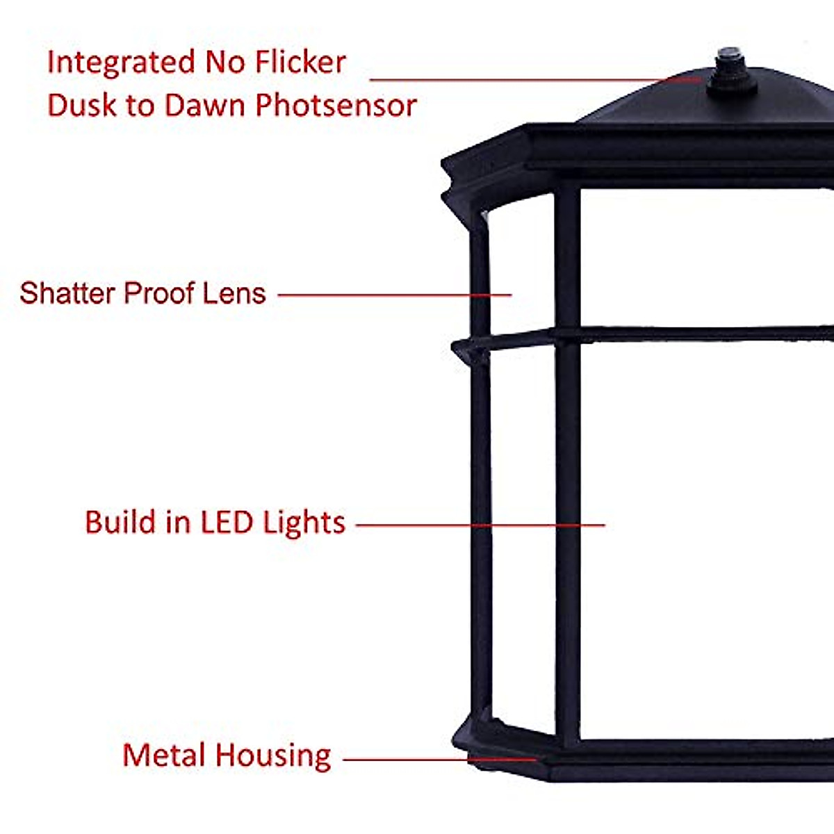 HARRRRD LED Wall Lantern Pack Light - Dusk to Dawn Photocell Included - 1 Pack 3000K (Warm White) Wall Mount Fixture, Exterior Security Lighting, Garage, Garden, Yard