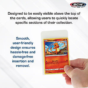 BCW Tall Trading Card Dividers - 50 ct | Archival Quality, Write-On Index Tab, 3 11/16 X 2 11/16 Inches | Fits Vault, Super Vault, QuickFold, Shoe, and Super Shoebox Boxes | Card Organizer Dividers