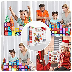 MagHub Magnetic Tiles 65 Piece Set Kids Magnet Toys,Clear 3D Magnetic Building Blocks Set, Magnetic Stacking Toy Construction Preschool Learning Educational Toy for Toddlers Children Boys Girls