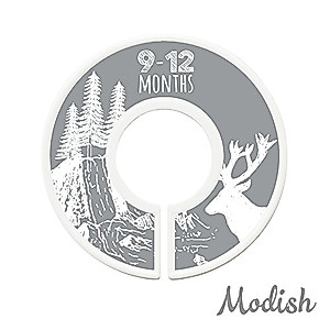 Modish Labels Baby Clothes Size Dividers, Baby Closet Organizers, Closet Size Dividers, Baby Closet Organizers, Clothes Organizer, Neutral, Boy, Girl, Woodland Animals, Tribal, Nordic (Gray)