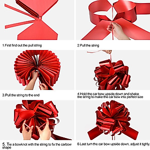 6 Pieces Large Car Bow, Include 20 Inch Car Ribbon Bow and 5 Pieces 6 Inch Pull Bow Car Decoration New Houses Wedding
