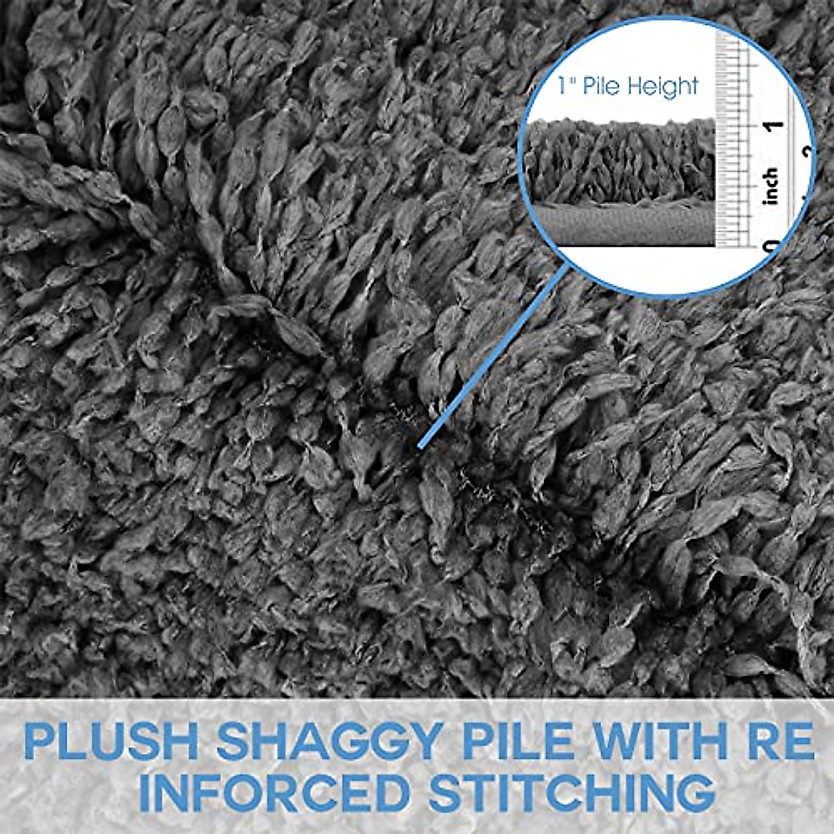 EGYPHY Bathroom Rugs Shaggy Bath Mat, Soft and Absorbent Carpet, Non-Slip Mats Can be Used for Shower, Bathtub, Kitchen, Machine Washable Rug Pad, Plush Microfiber Bath Rugs 17x24 Inches Gray