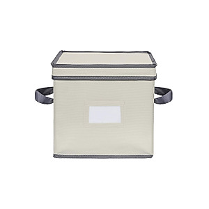 Chapman & Grand Plate Storage Chests (2-Piece Set), Dinnerware Protective Container Box for Dinner, Salad or Dessert Plates (Light Beige-Gray)