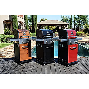 Permasteel 2-Burner Propane Gas Grill, BBQ Grill with Foldable Side Tables & Tool Hooks, Perfect for Outdoor Cooking, Patio & Garden, Black