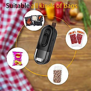 Mini Bag Sealer,Handheld Portable Bag Sealing Machine,2 in 1 Heat Sealer with cutter,Sealer for Plastic Bag Food Snack Storage (Black)