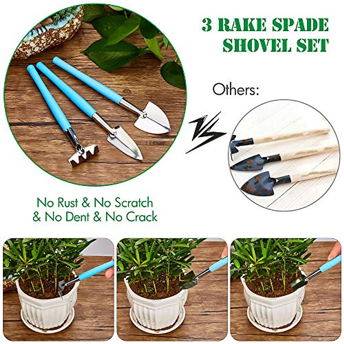 Succulent Tools,19 Pcs Mini Garden Tools Set,Transplanting Tools Miniature Succulent Hand Tools Set with Plant Potting Tarp Mat, Succulent Kit for Indoor Outdoor Miniature Fairy Garden Plant Care