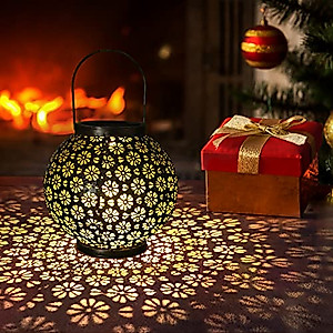 Solar Lanterns Outdoor Hanging, Metal Large Solar Lantern Outdoor Waterproof with Handle, Retro LED Solar Garden Lights Outdoor for Patio Porch Pathway Yard Tabletop Decoration