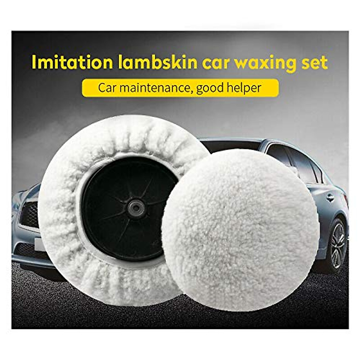 ZYTC Car Polishing Waxing Sleeve Woolen Polisher Pad Bonnet Microfiber Waxer Pad Soft Pack of 5 (Wool White, 5"-6")